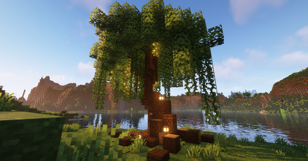 Hanging tree design! | Minecraft Garden Build #19543