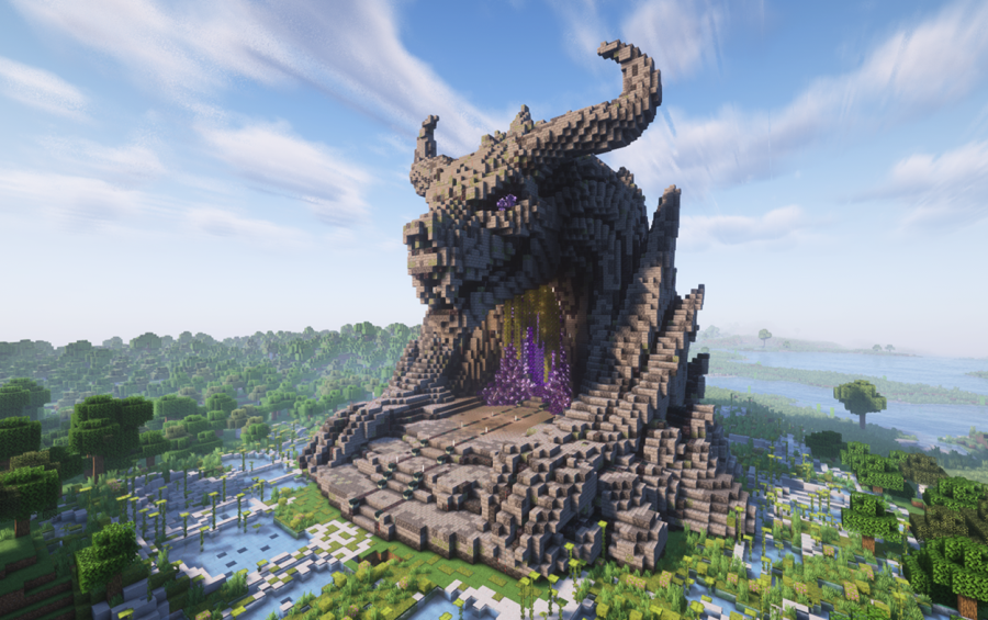 Minecraft Dragon Head Nether Portal V06 Statue, creation #23885