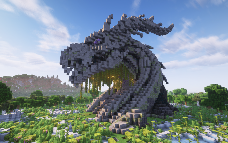 Minecraft Dragon Head Nether Portal V09 Statue, creation #24015