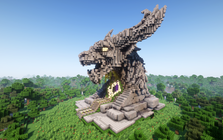 Minecraft Dragon Head Nether Portal Statue V25, creation #25392