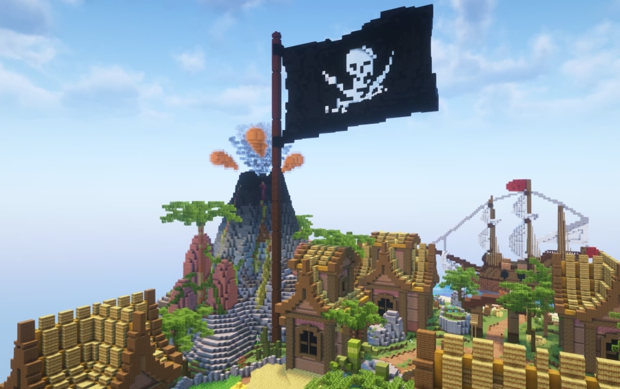 Skyblock Spawn - Pirate Town | Minecraft Floating Island #26427