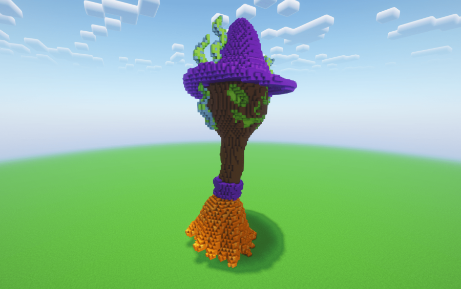 Minecraft Halloween Witch Broom Statue, creation #26880