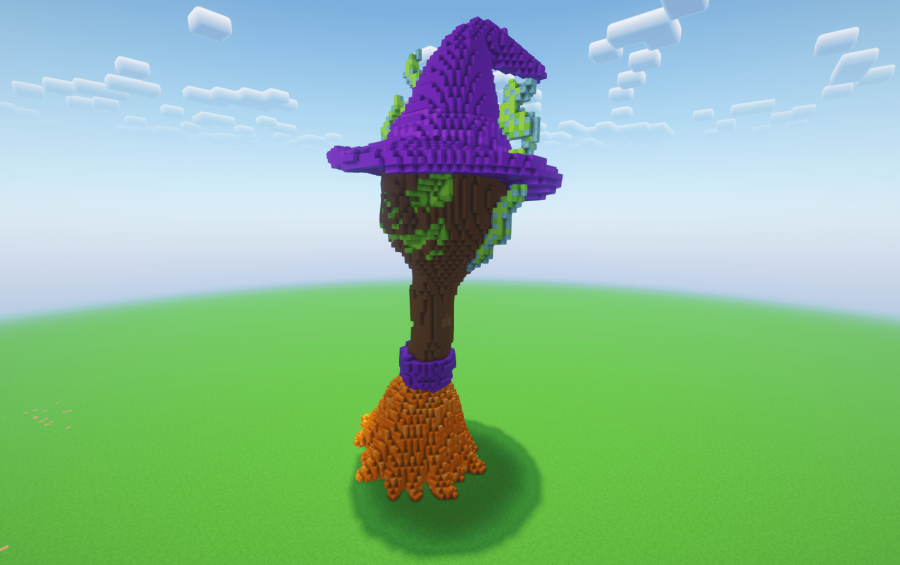 Minecraft Halloween Witch Broom Statue, creation #26880