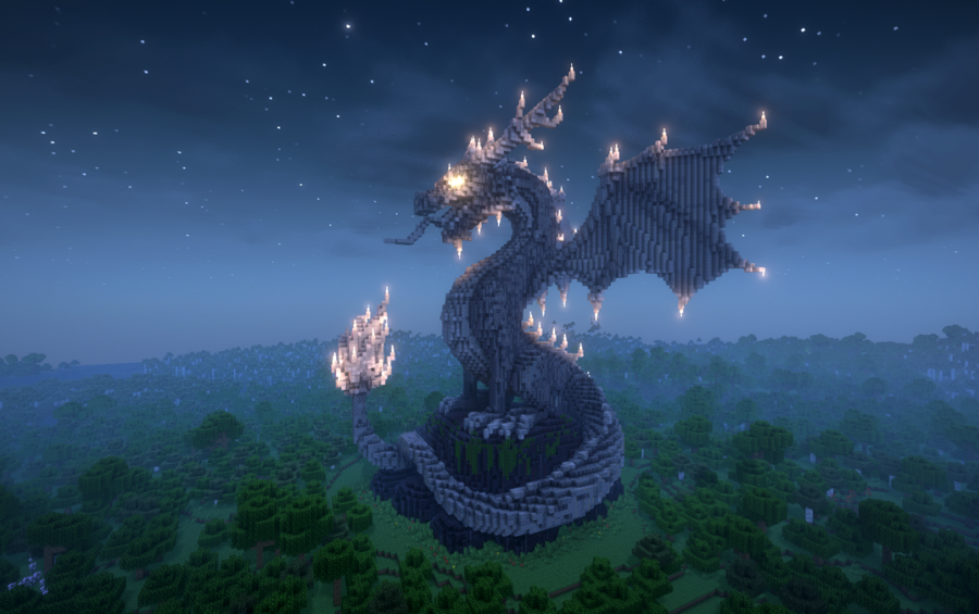 Minecraft Gray Dragon Statue Free (Schematic and Map), creation #26883
