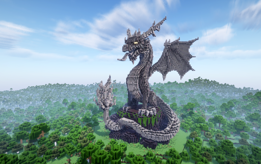 Minecraft Gray Dragon Statue Free (Schematic and Map), creation #26883