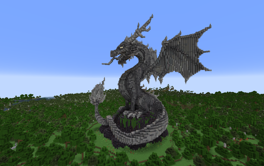 Minecraft Gray Dragon Statue Free (Schematic and Map), creation #26883