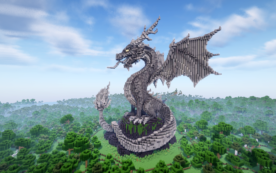 Minecraft Gray Dragon Statue Free (Schematic and Map), creation #26883