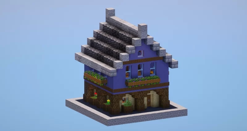 Blue Starter Medieval House, creation #26982