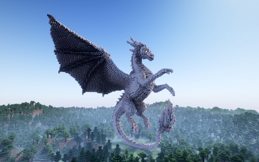 Minecraft White Dragon |Flying| Statue | Minecraft Miscellaneous Build ...
