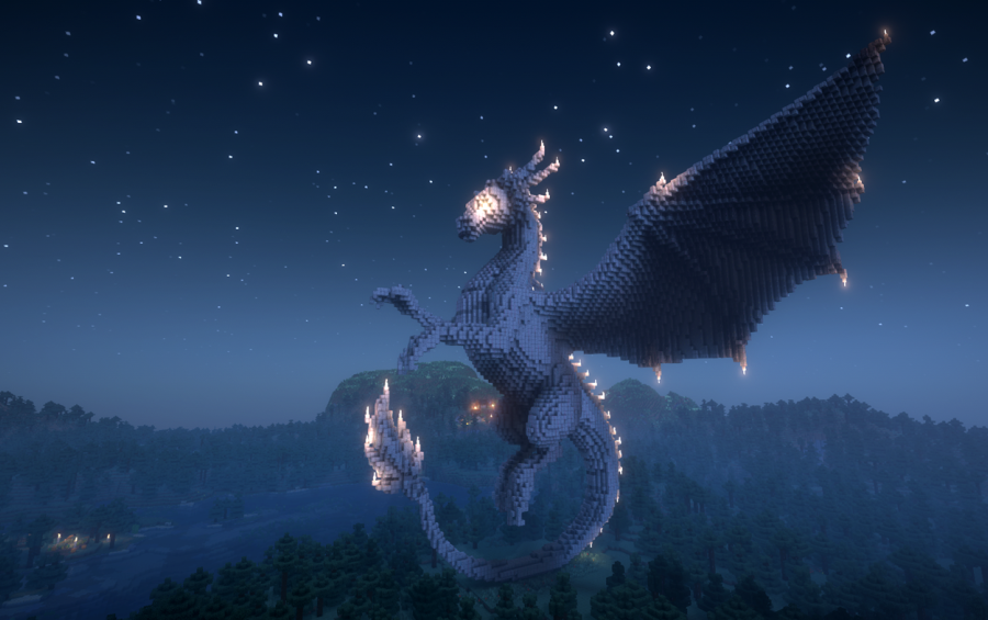 Minecraft White Dragon |Flying| Statue | Minecraft Miscellaneous Build ...