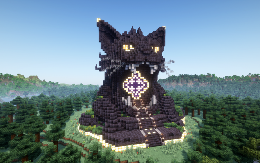 Minecraft Black Cat Nether Portal Statue V03, creation #27042