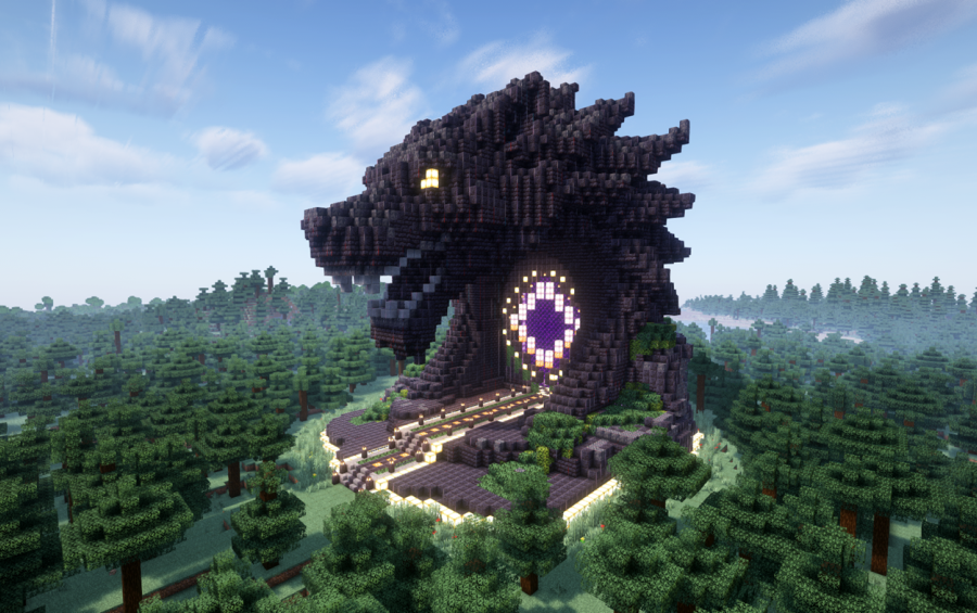 Minecraft Black Wolf Nether Portal Statue V05 Free (Schematic and Map ...