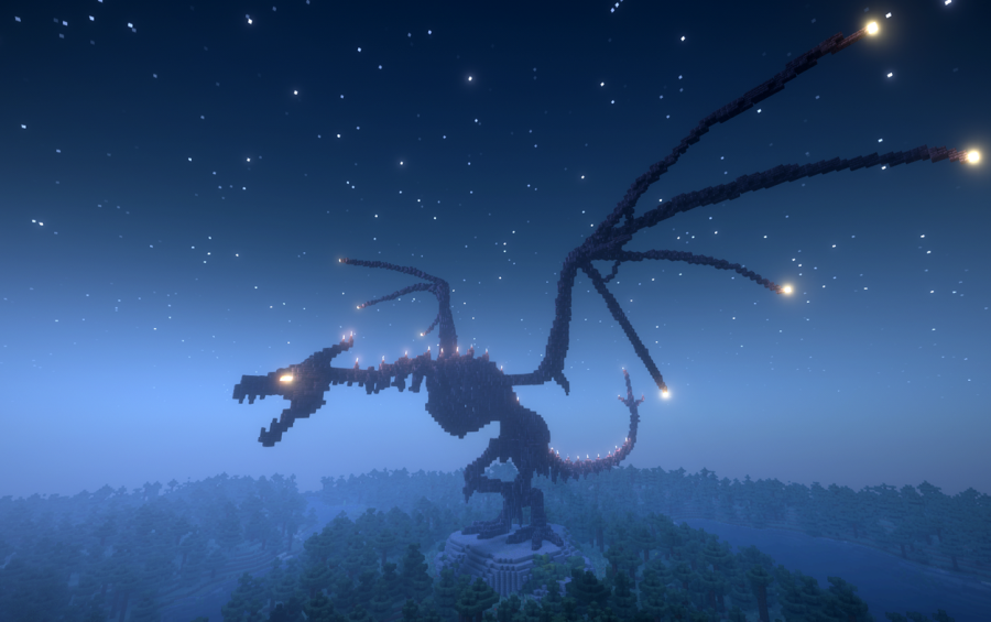 Minecraft Ender Dragon Skeleton Statue V02 Free (Schematic and Map ...
