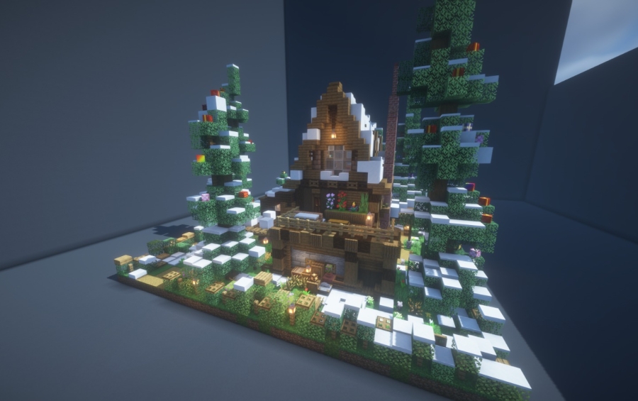 Christmas themed winter cabin (Schematic File) | Minecraft House and ...