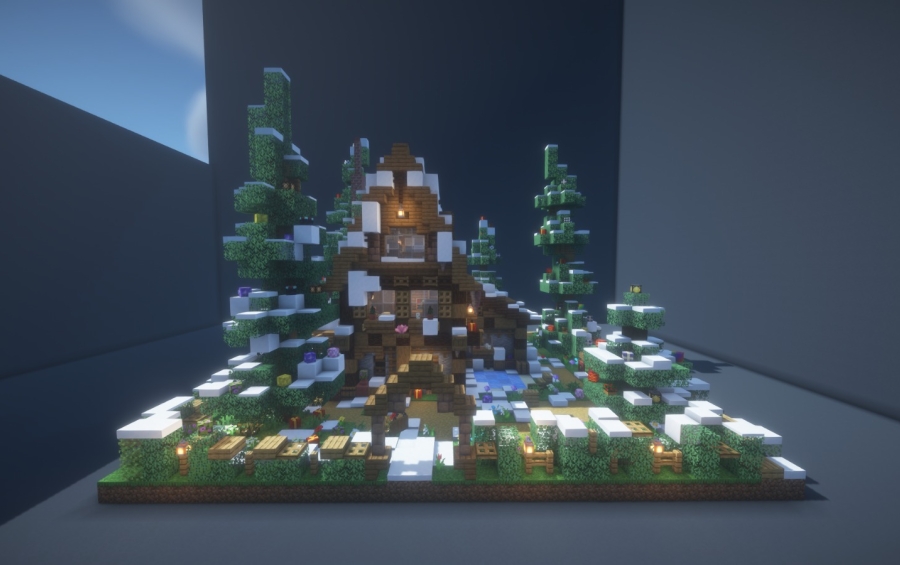 Christmas themed winter cabin (Schematic File) | Minecraft House and ...