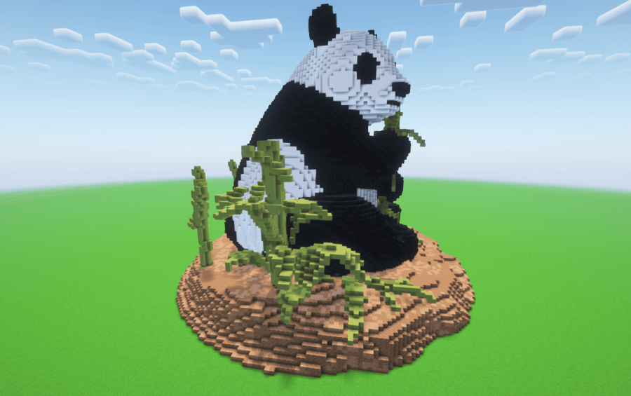 Minecraft Panda Eating Bamboo Statue, creation #28097