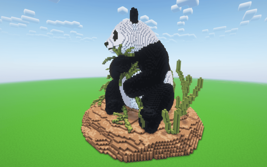 Minecraft Panda Eating Bamboo Statue, creation #28097