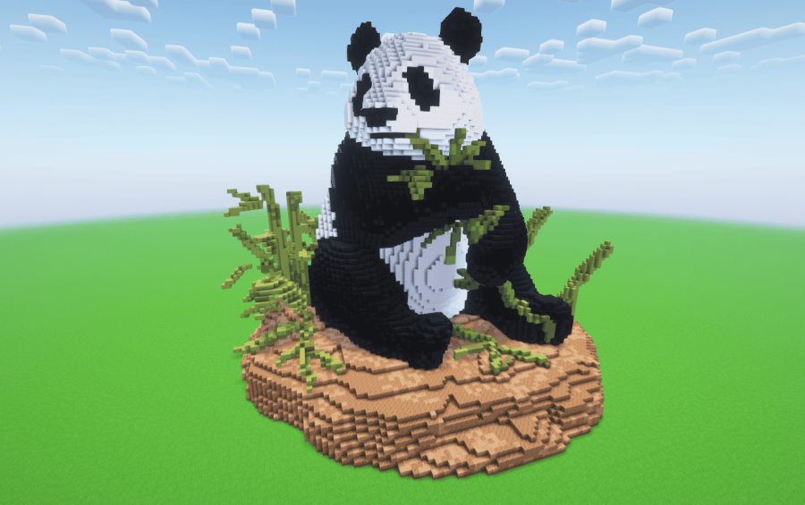 Minecraft Panda Eating Bamboo Statue, creation #28097