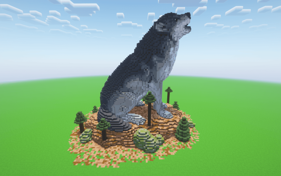Minecraft Wolf Statue, creation #28113