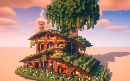 🏡 Tree-Topped Medieval House – Nature-Themed Survival Build, creation ...