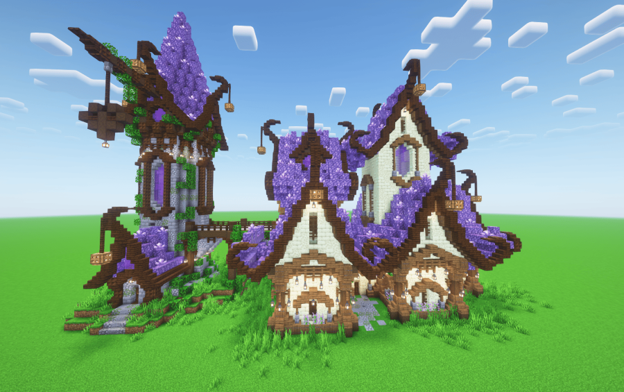 Minecraft Amethyst Fantasy House | Minecraft House and Shop #30070